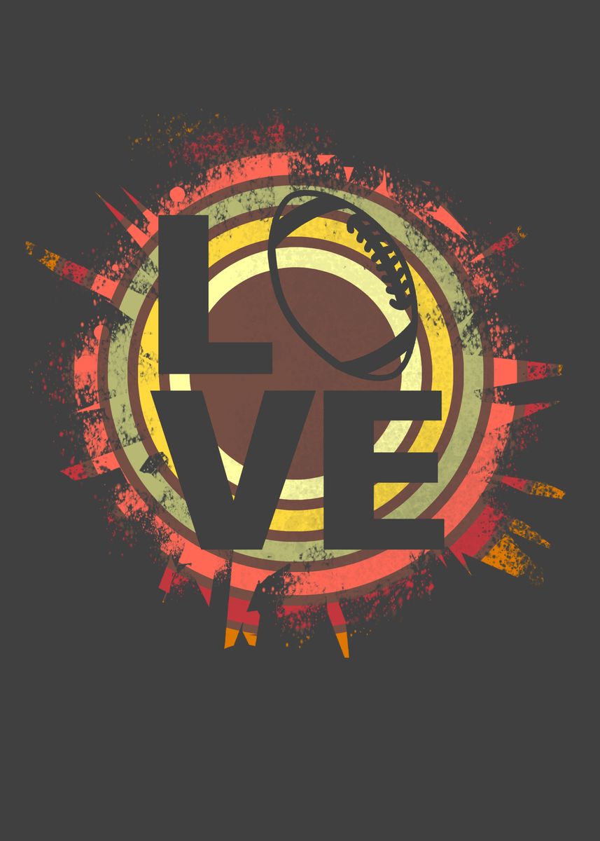 'Love football' Poster, picture, metal print, paint by BeMi | Displate