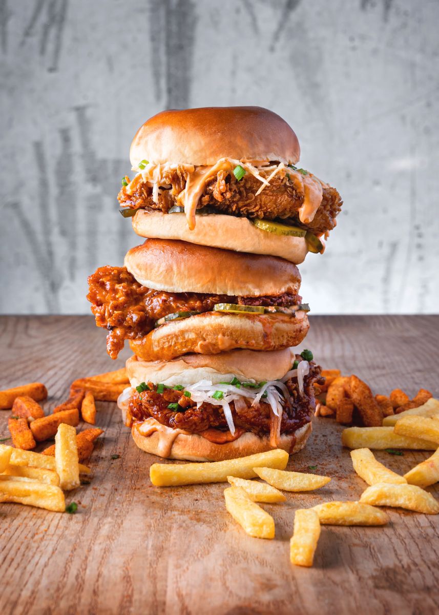 'Triple Decker Burger ' Poster by Stephen Bredenkamp | Displate