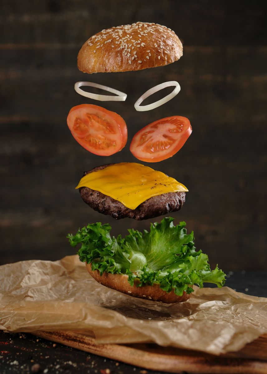 'Hamburger assembly' Poster, picture, metal print, paint by Stephen ...