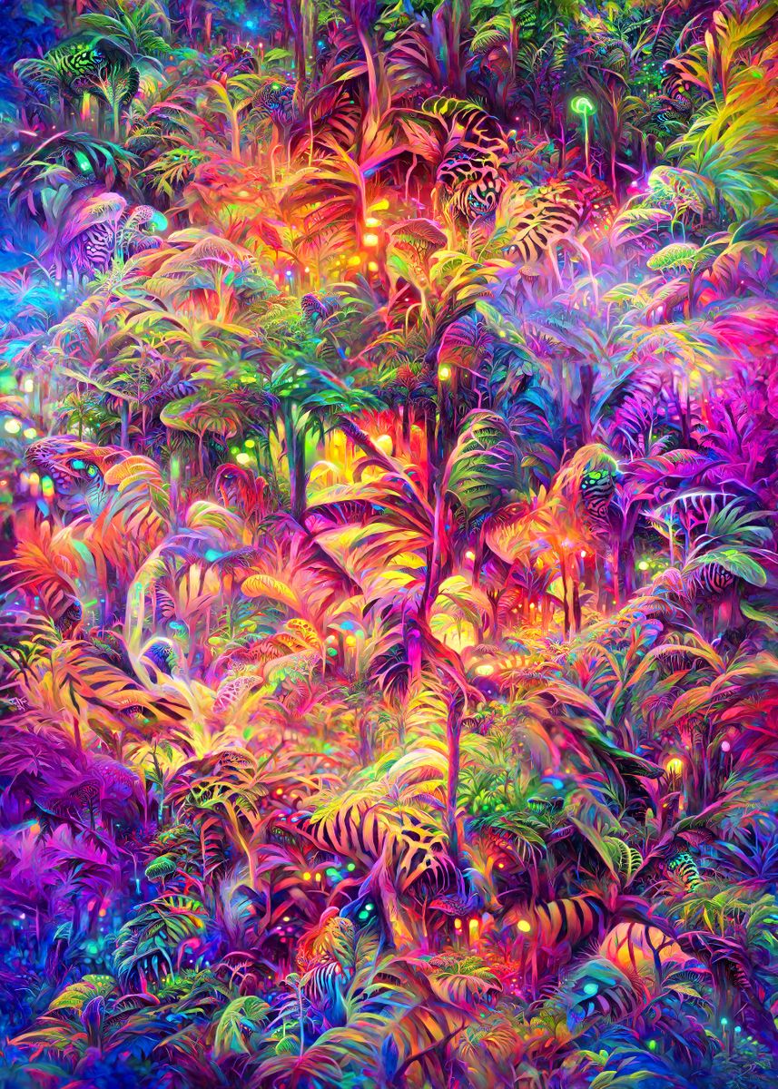 'Psychedelic Jungle' Poster, picture, metal print, paint by wumples ...