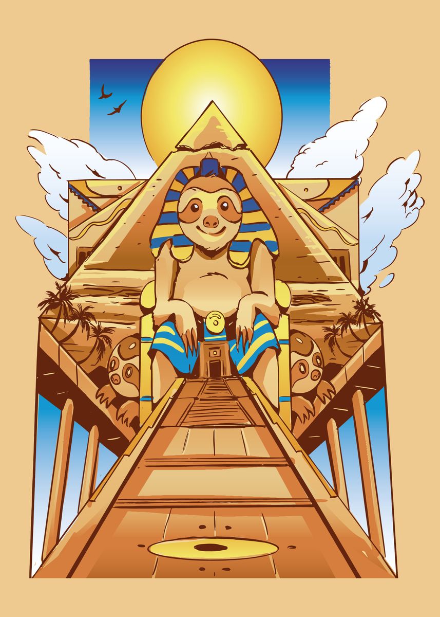 'Egyptian sloth sphynx' Poster, picture, metal print, paint by Bombdesign | Displate