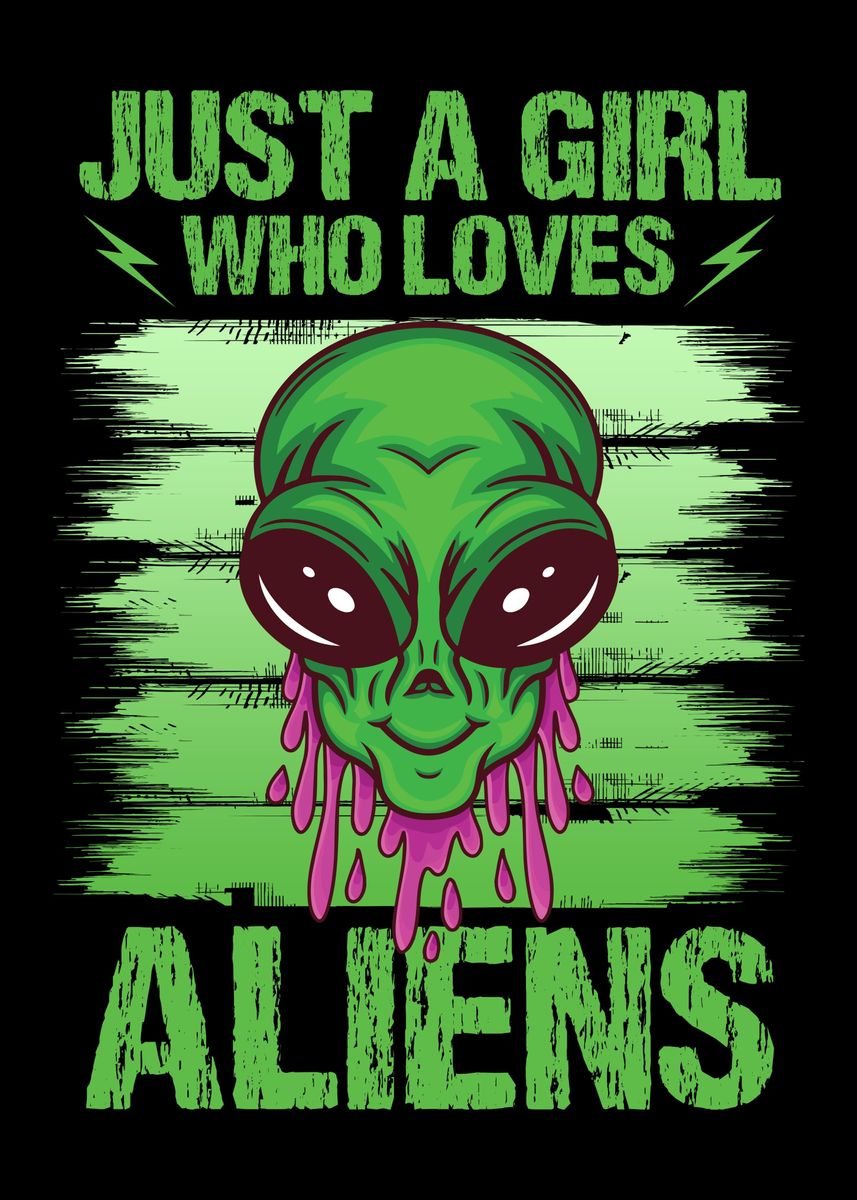 'Girls Alien UFO Galaxy' Poster, picture, metal print, paint by ...