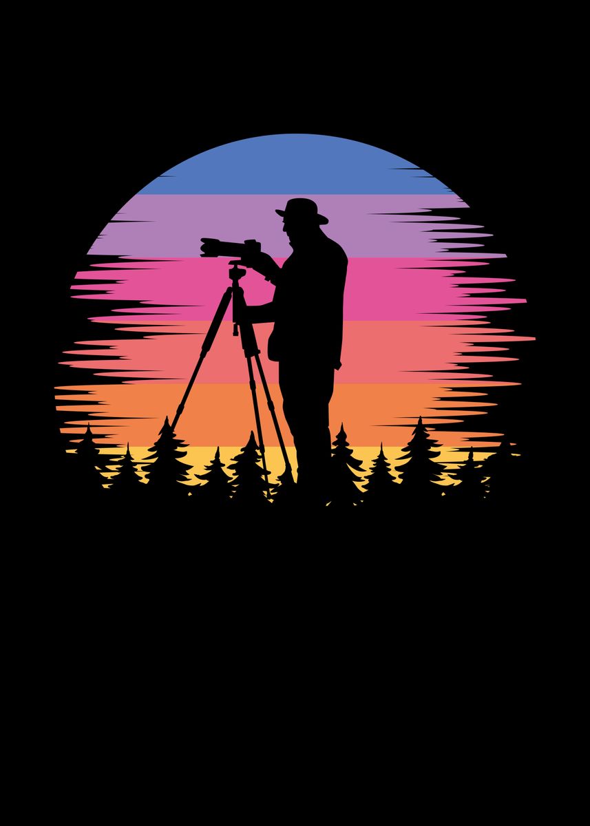 'Cameraman colorful backgro' Poster, picture, metal print, paint by ...