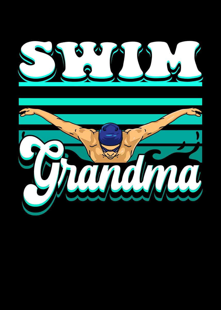 'Swim Grandma' Poster, picture, metal print, paint by Uwe Seibert ...