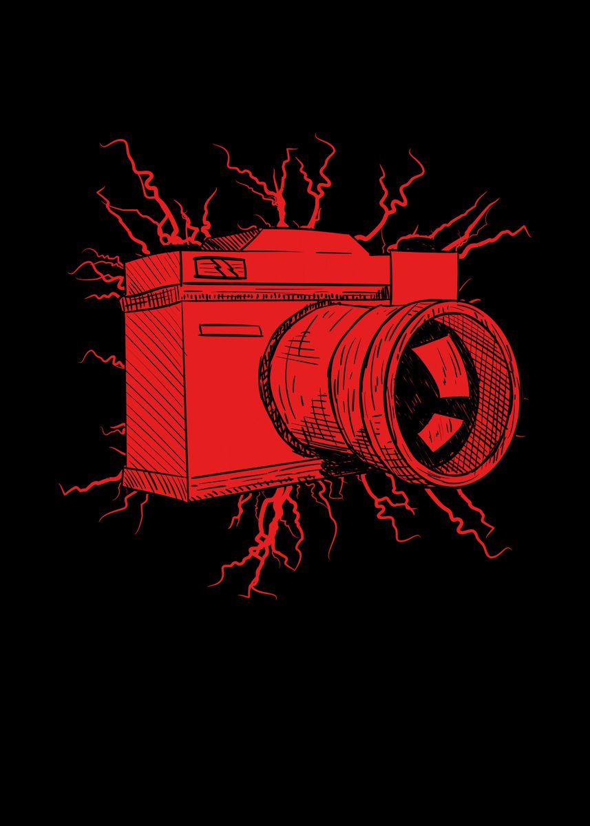 'Red digital camera' Poster, picture, metal print, paint by BeMi | Displate