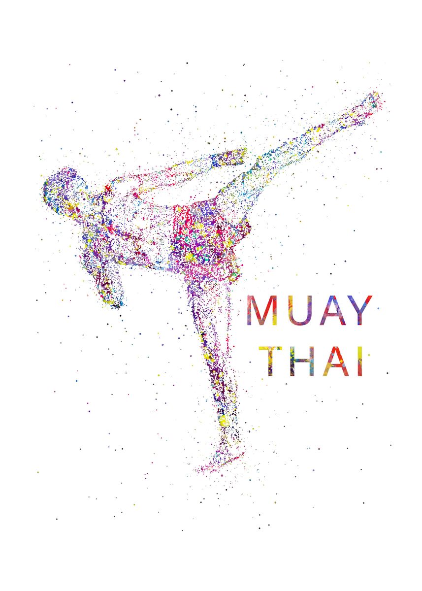 'Man muay thai boxing ' Poster, picture, metal print, paint by ...