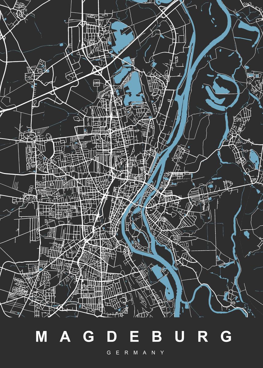 'MAGDEBURG Map GERMANY' Poster, picture, metal print, paint by ...