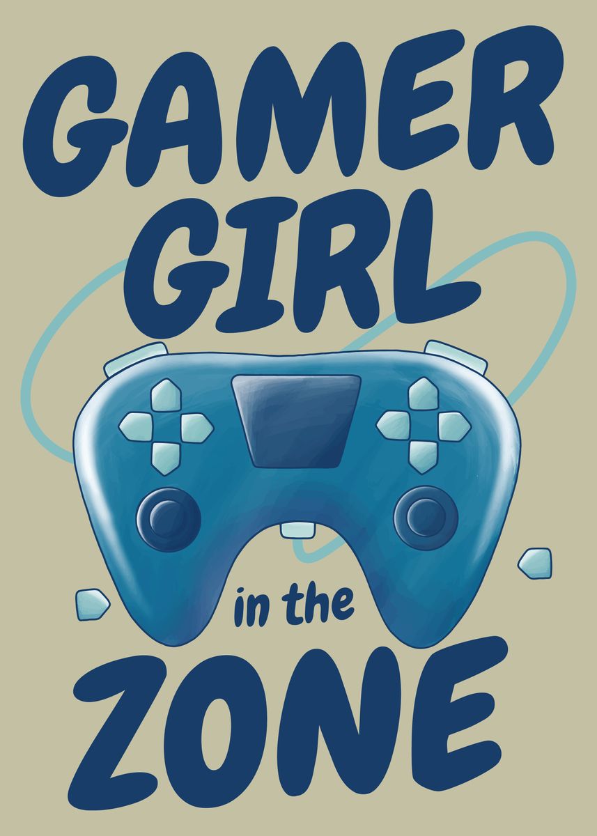 'Joystick gamer girl Poster' Poster, picture, metal print, paint by ...
