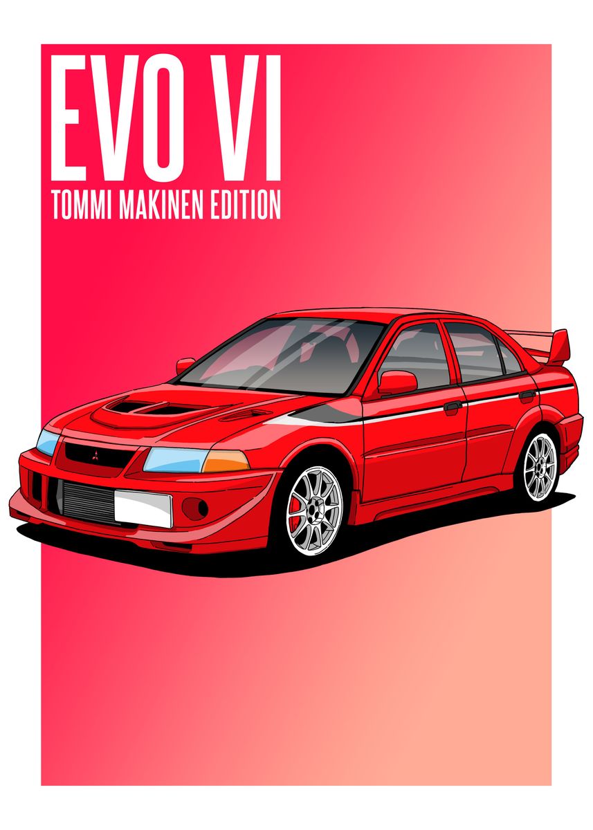 'Mitsubishi lancer evo6' Poster, picture, metal print, paint by ND Fat ...