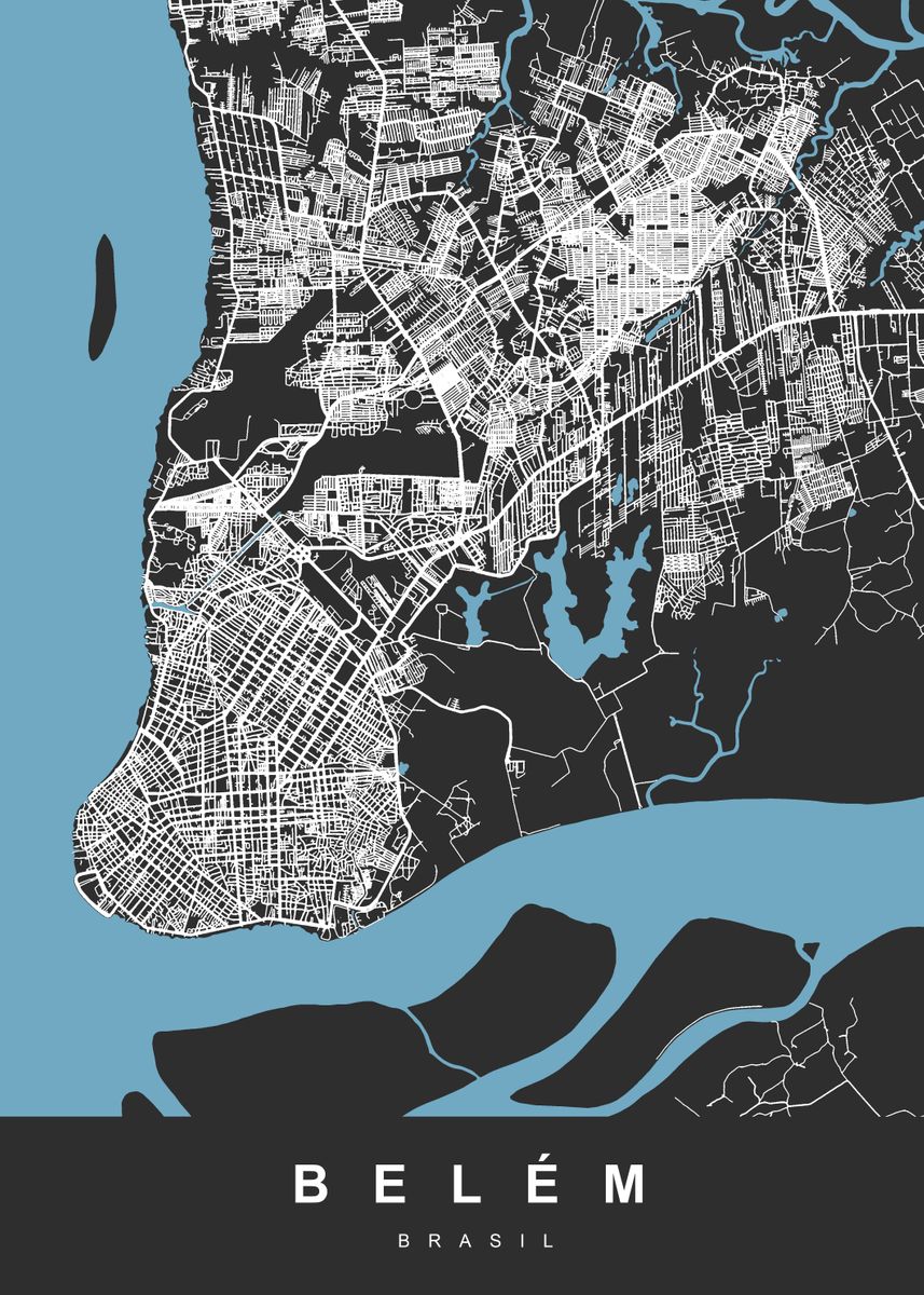 'BELEM Map BRASIL' Poster, picture, metal print, paint by UrbanMaps ...