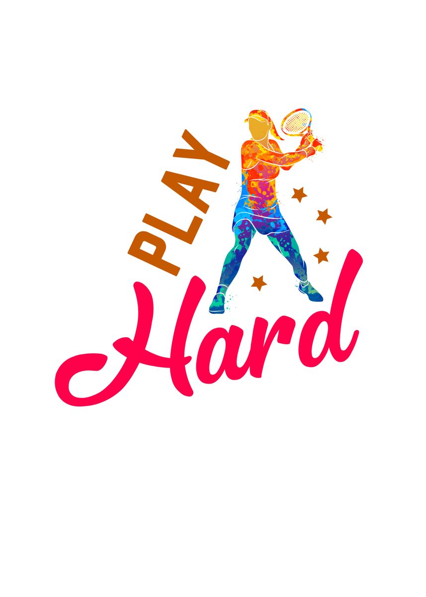 'Play Hard' Poster, picture, metal print, paint by ZS C O M M E R C E ...