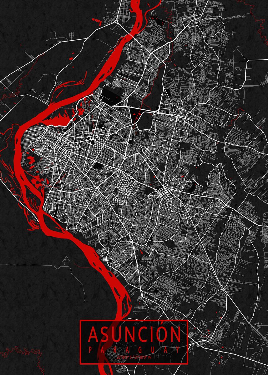 'Asuncion Map Oriental' Poster, picture, metal print, paint by deMAP ...