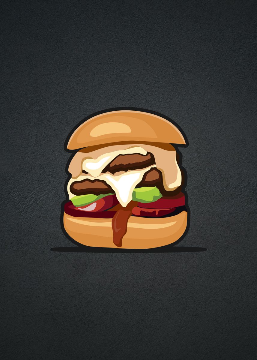 'burger design illustration' Poster, picture, metal print, paint by ...