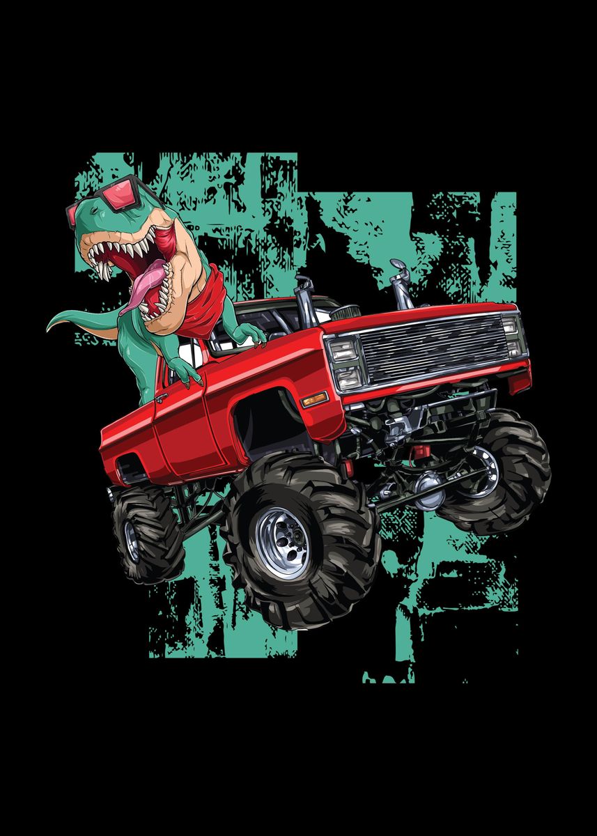 'Monster Truck Trex' Poster by professionaldesigns | Displate