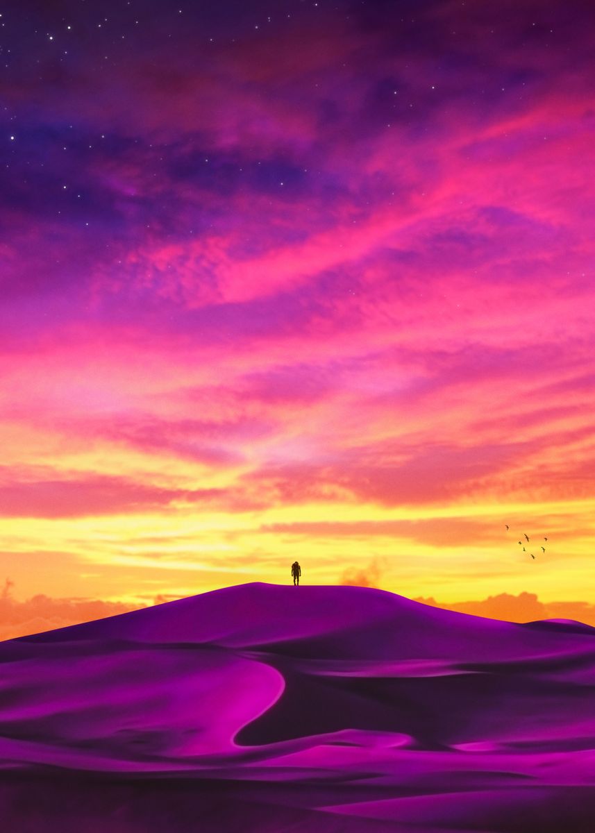 'Purple Desert' Poster, picture, metal print, paint by Oleg S... | Displate