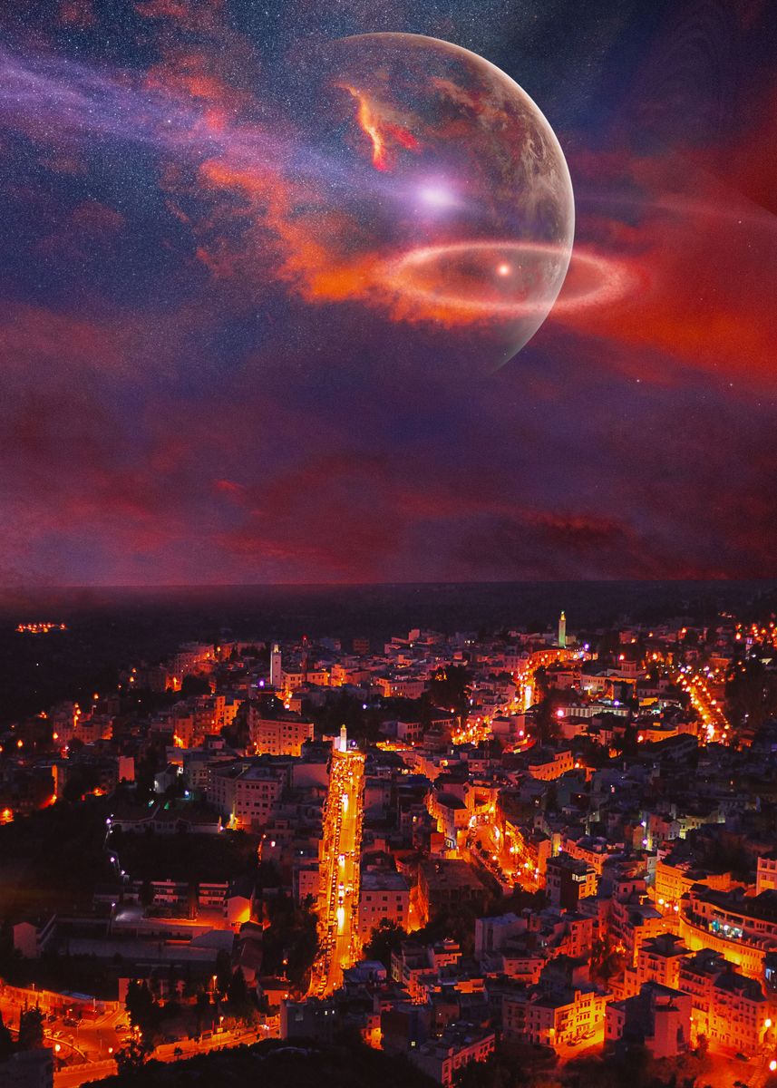 'Sunset City' Poster, picture, metal print, paint by Shaheen Khan ...