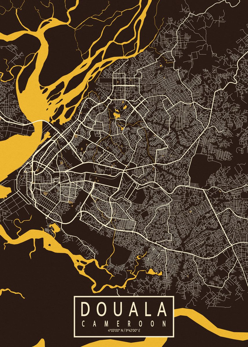 'Douala City Map Pastel' Poster, picture, metal print, paint by deMAP ...