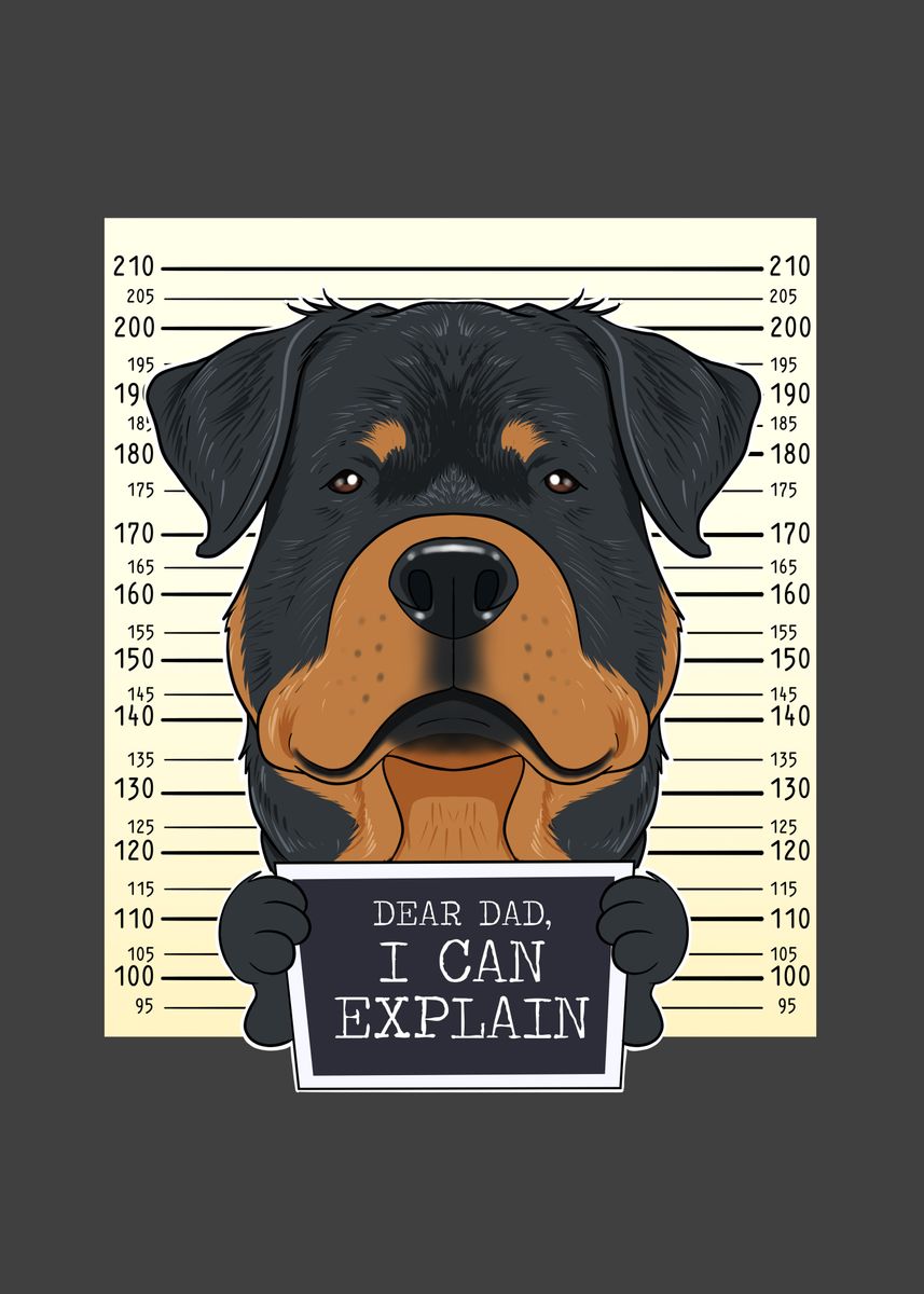 'Rottweiler Dad' Poster, picture, metal print, paint by MaximusDesigns ...