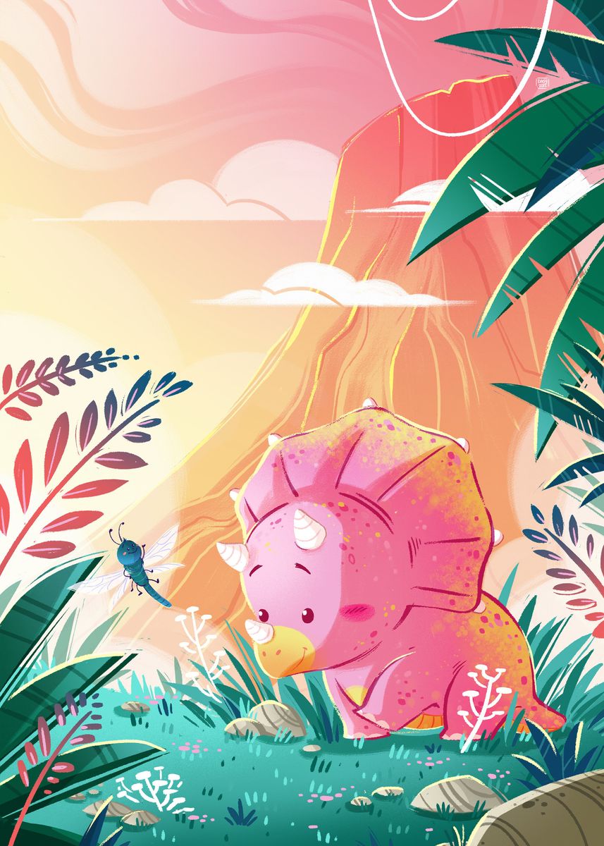 'Pink Dinosaur' Poster, picture, metal print, paint by Daisj Ingrosso ...