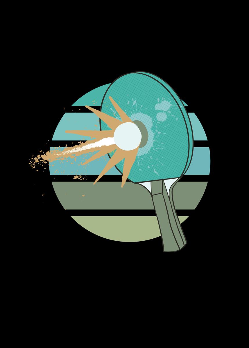 'Ping pong paddle and ball' Poster, picture, metal print, paint by ...