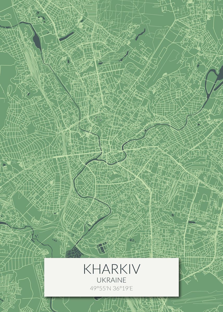 'Kharkiv Green Map Kharkov' Poster, picture, metal print, paint by ...