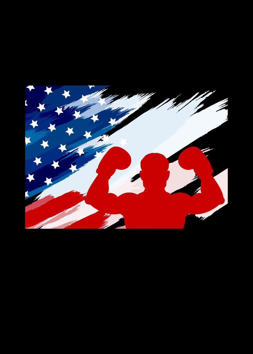 'Boxer USA Flag' Poster, picture, metal print, paint by ZS C O M M E R ...