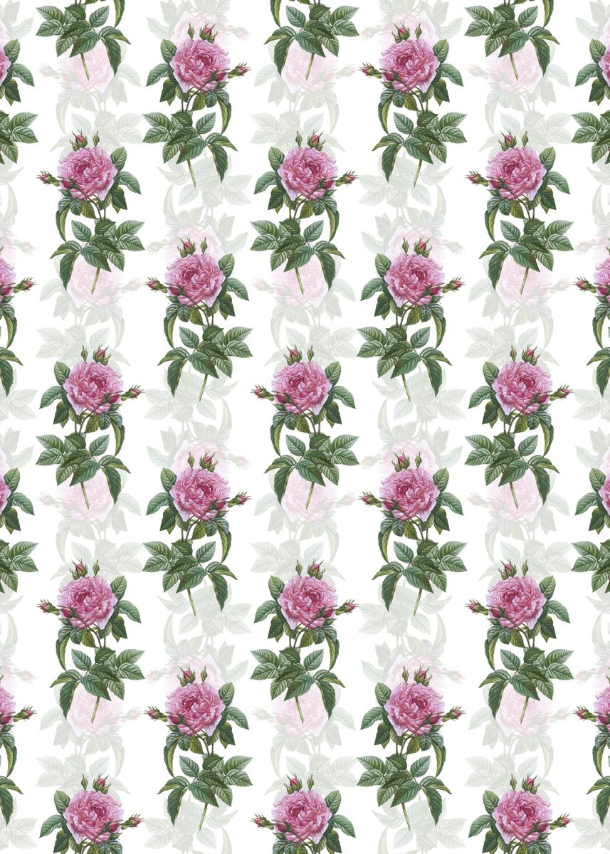 'Pink French Rose Pattern' Poster, picture, metal print, paint by Holy ...