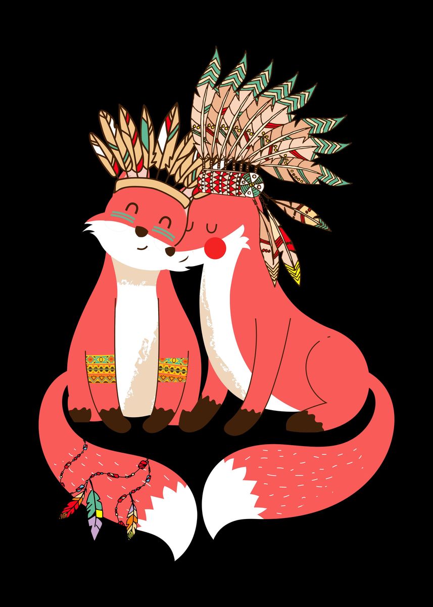 'Foxes Native American Fox' Poster, picture, metal print, paint by ...