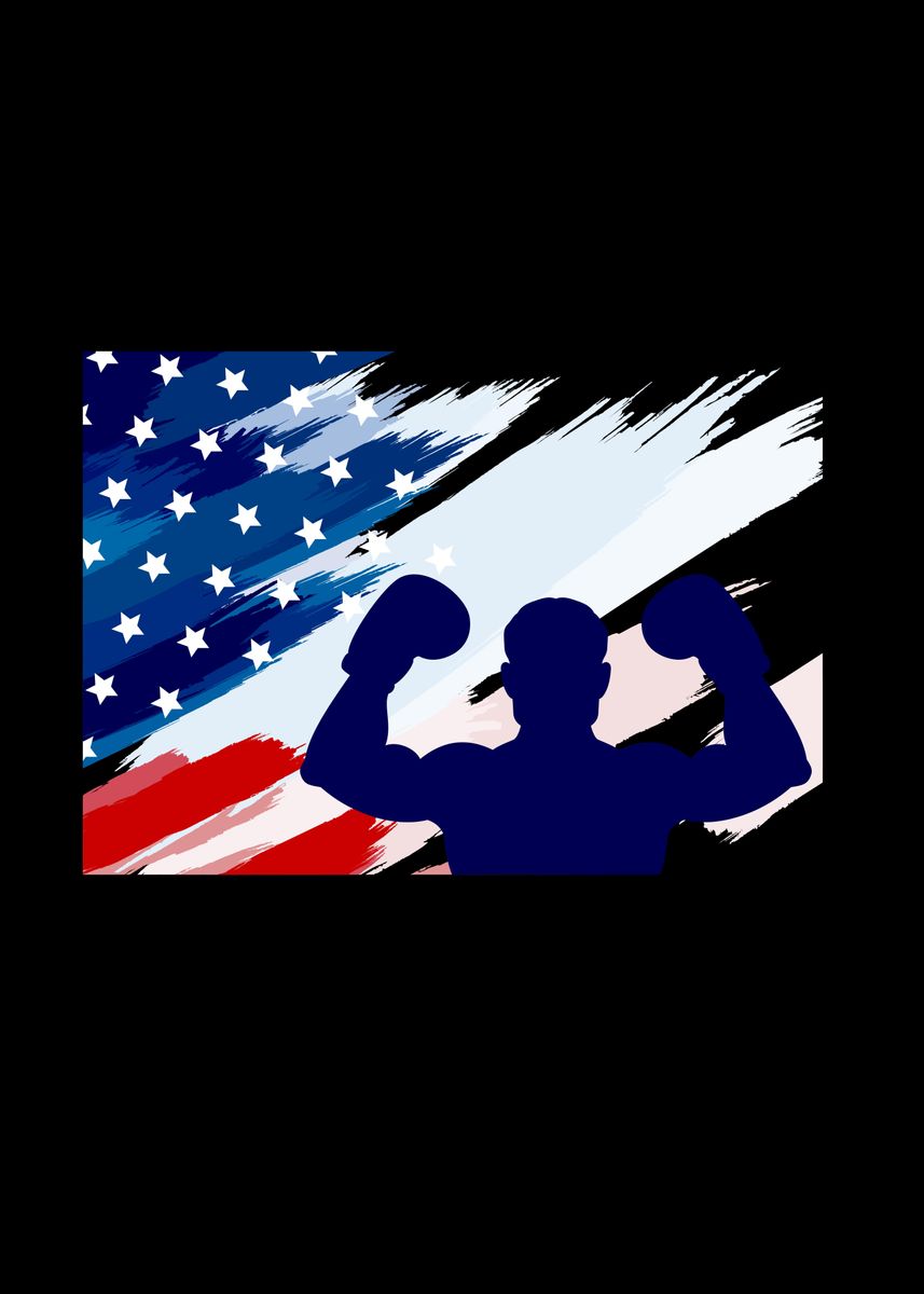 'Boxer USA Flag' Poster, picture, metal print, paint by ZS C O M M E R ...