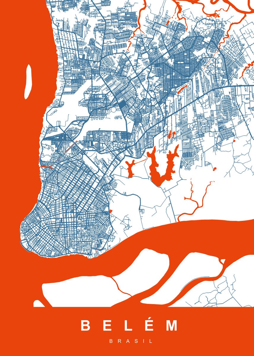 'BELEM Map BRASIL' Poster, picture, metal print, paint by UrbanMaps ...