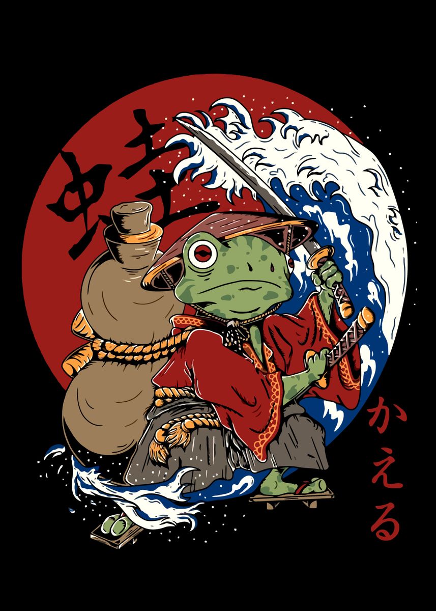 'Samurai frogs Japan' Poster, picture, metal print, paint by Tenorio Gelby | Displate