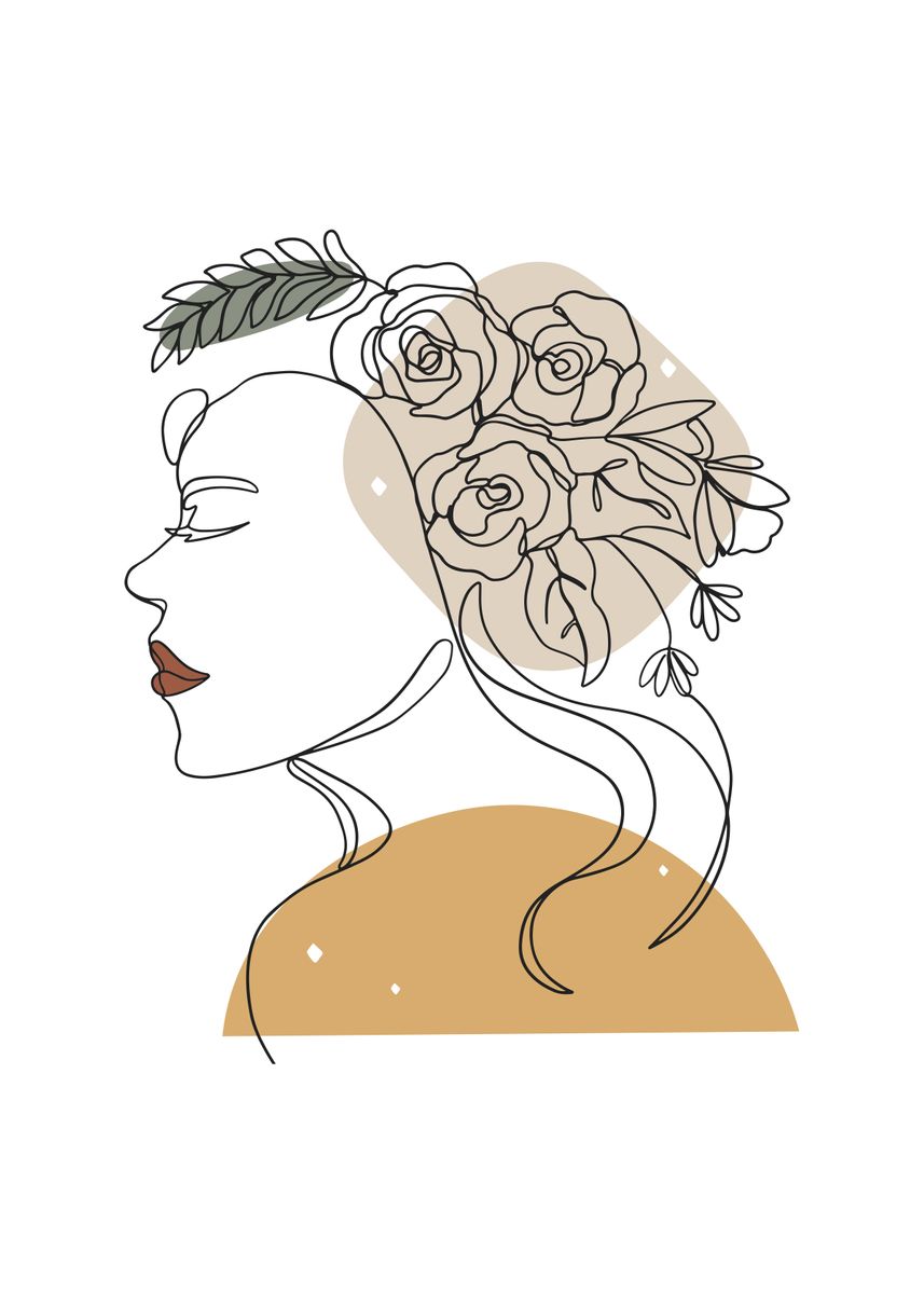 'Exotic Flower women head ' Poster, picture, metal print, paint by ...