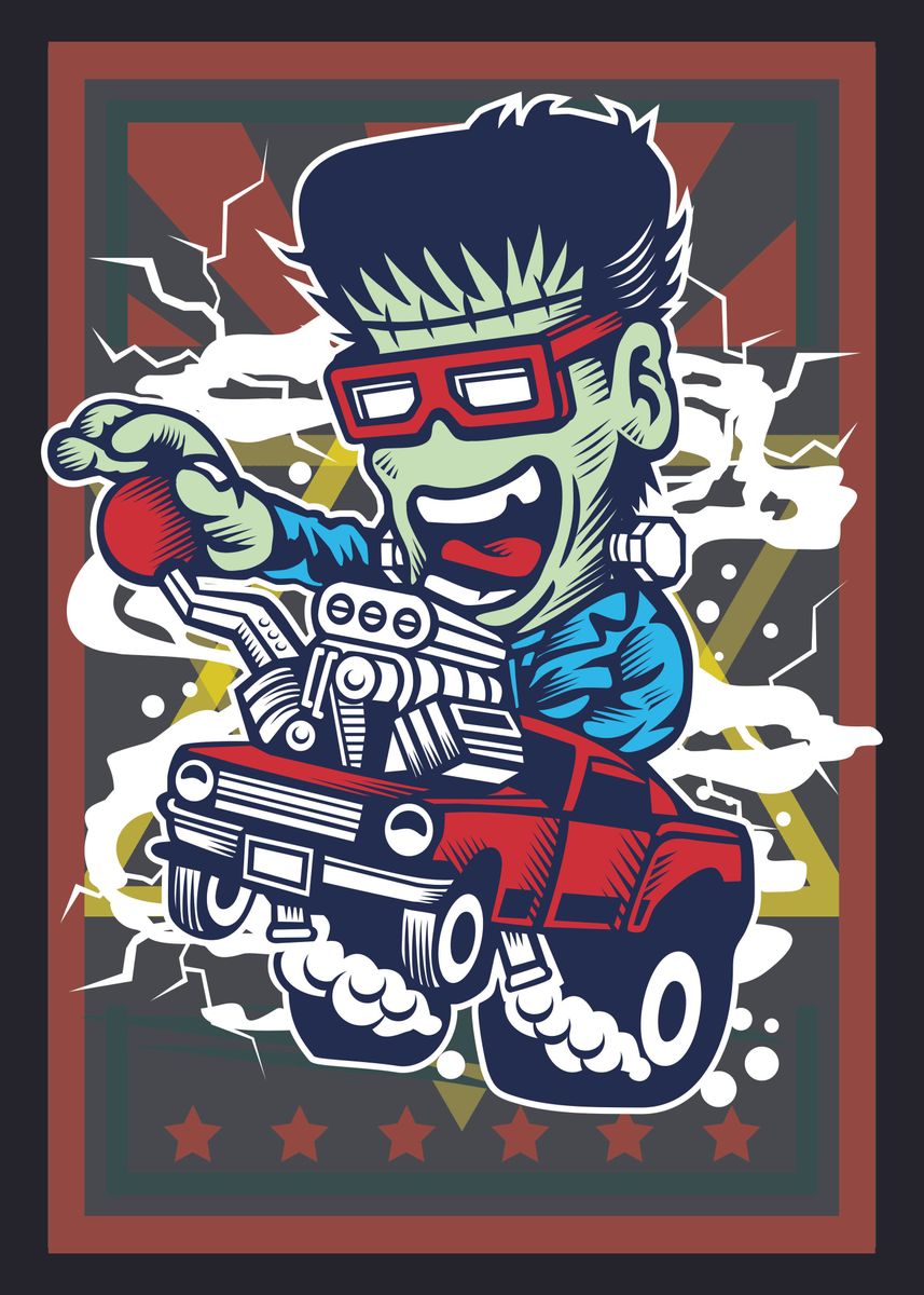 'Zombie Off Road' Poster, picture, metal print, paint by Milky Studio ...