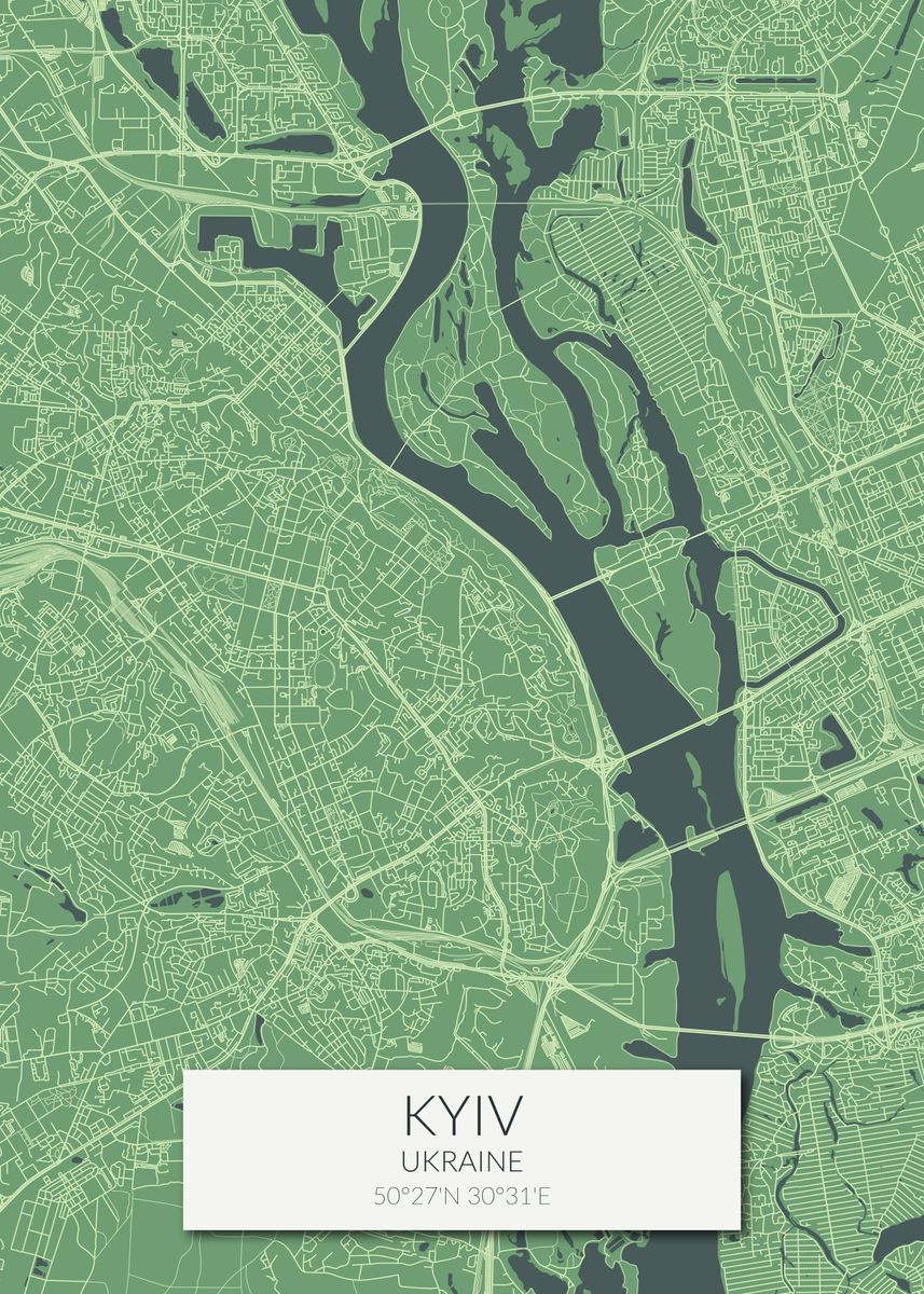 'Kyiv Green Map Kiev' Poster by dkDesign | Displate