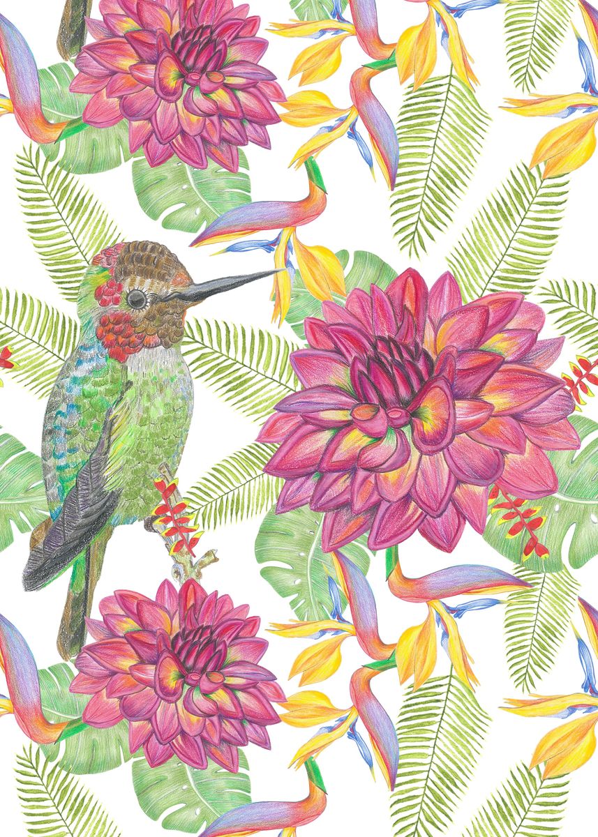 'Humming bird' Poster, picture, metal print, paint by Gulsen Gunel ...