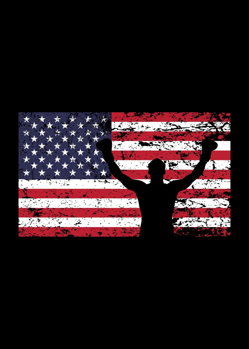'Boxer American Flag' Poster, picture, metal print, paint by ZS C O M M ...
