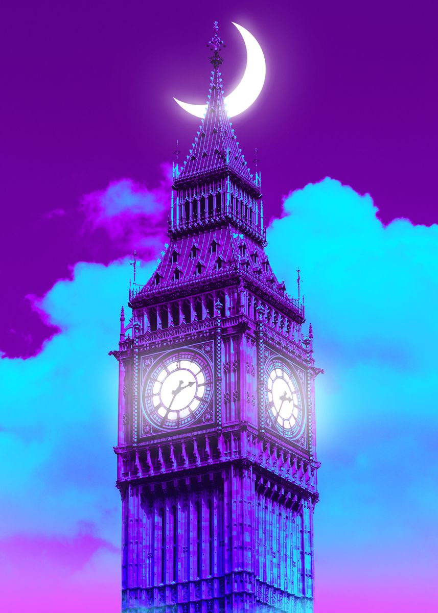 'ENGLAND CLOCK TOWER' Poster, picture, metal print, paint by nz wrks ...