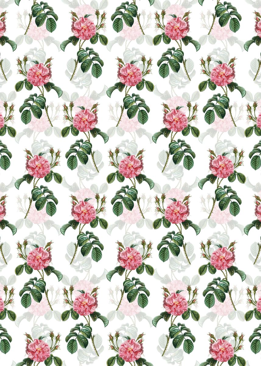'Pink Wild Rose Pattern' Poster, picture, metal print, paint by Holy ...