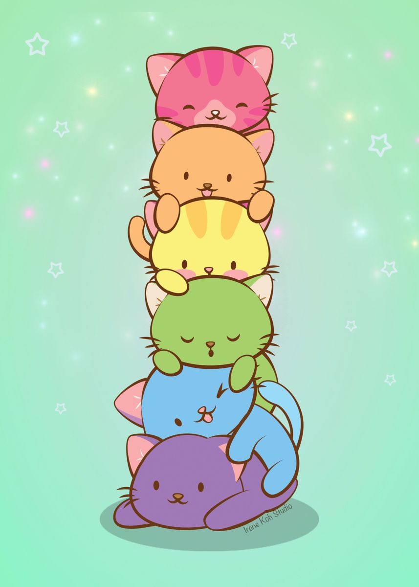 'LGBT Gay Pride Cats' Poster, picture, metal print, paint by Irene Koh ...