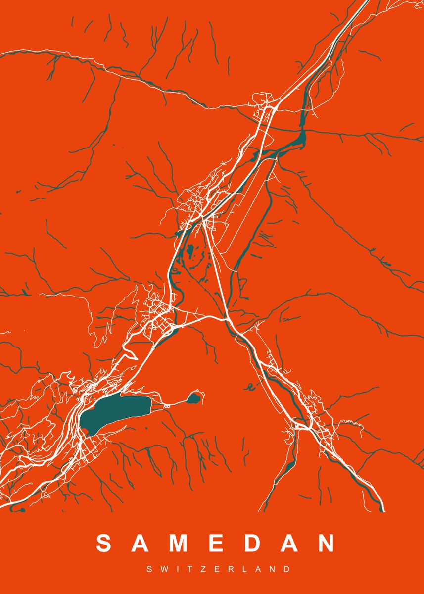 'SAMEDAN Map SWITZERLAND' Poster by UrbanMaps | Displate