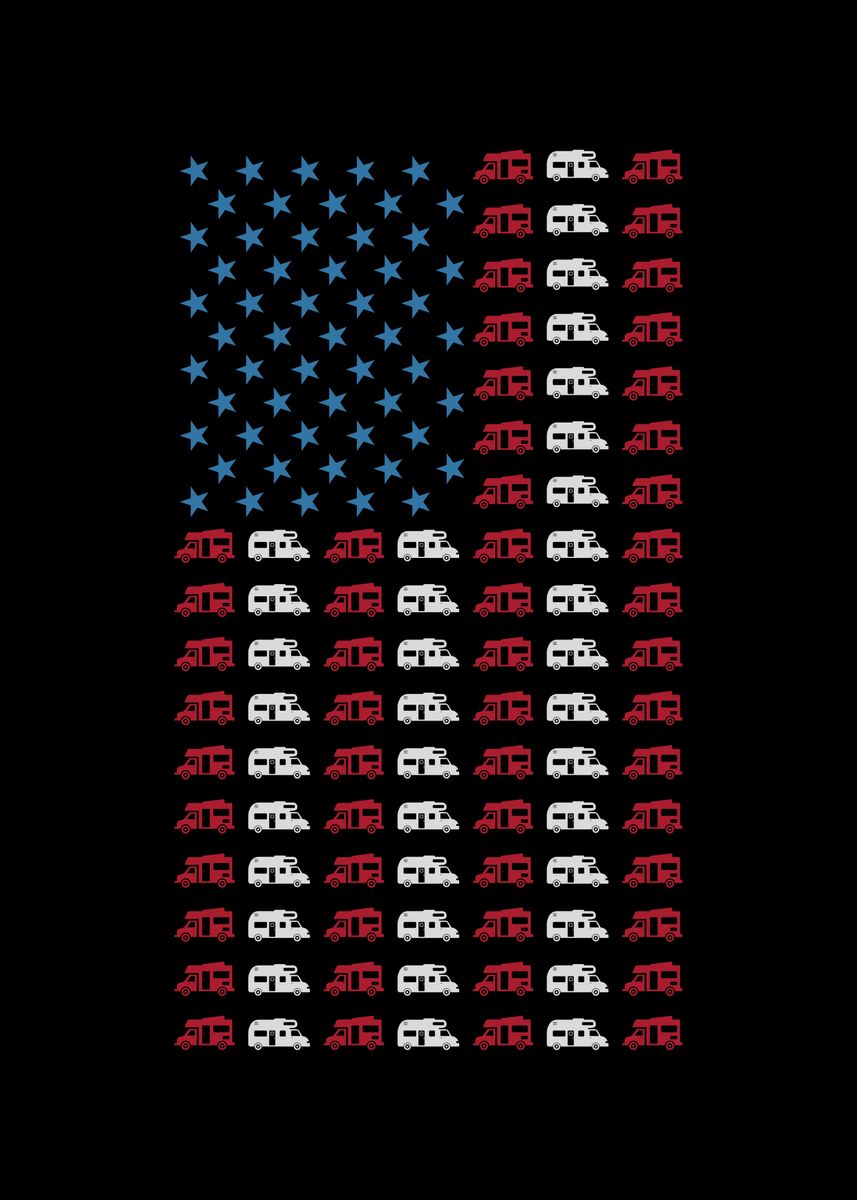 'american Flag RV Gift july' Poster, picture, metal print, paint by ...