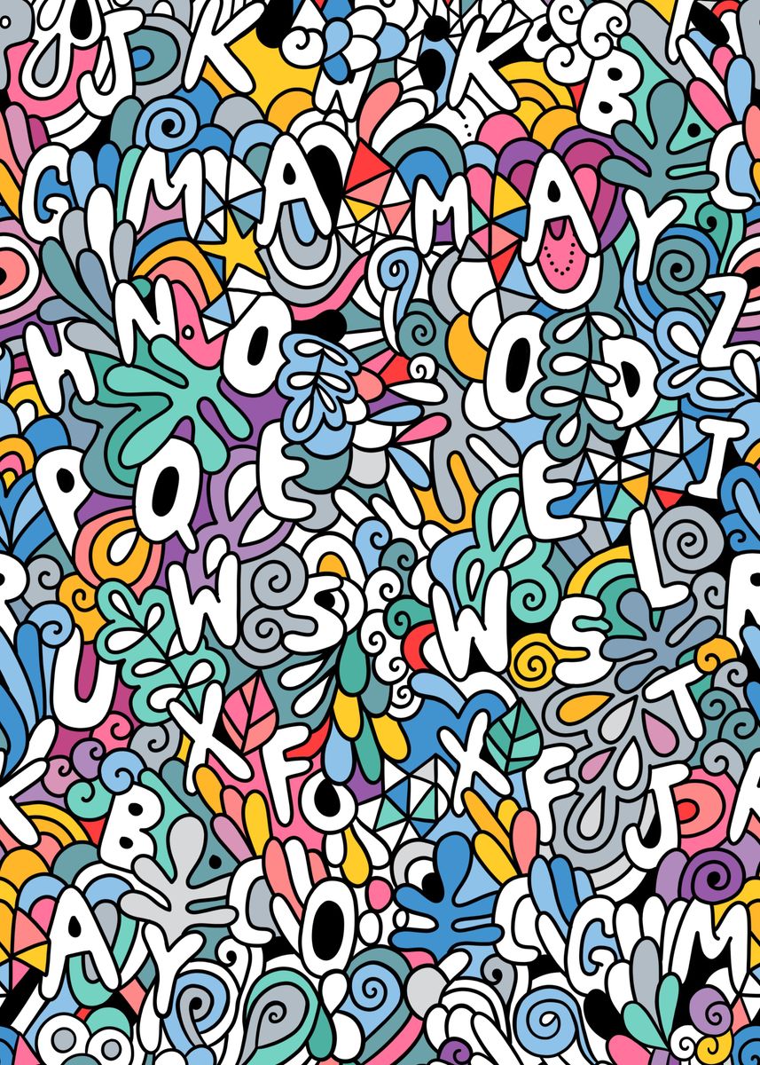 'ABC doodle pattern' Poster, picture, metal print, paint by Anna ...