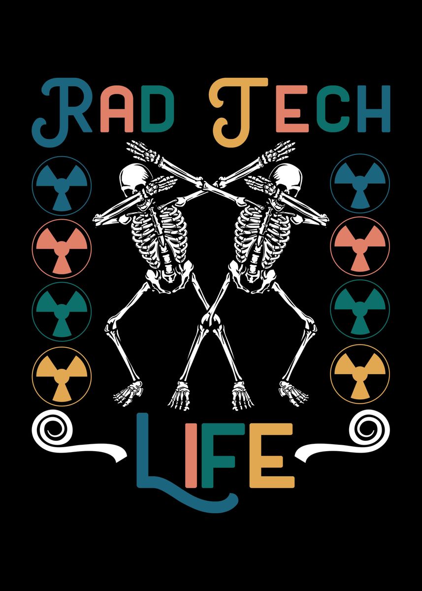 'Rad Tech Dabbing Skeletons' Poster, picture, metal print, paint by ...