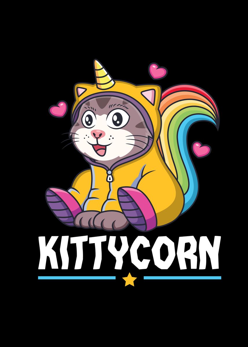 'Kittycorn' Poster, picture, metal print, paint by ZS C O M M E R C E ...