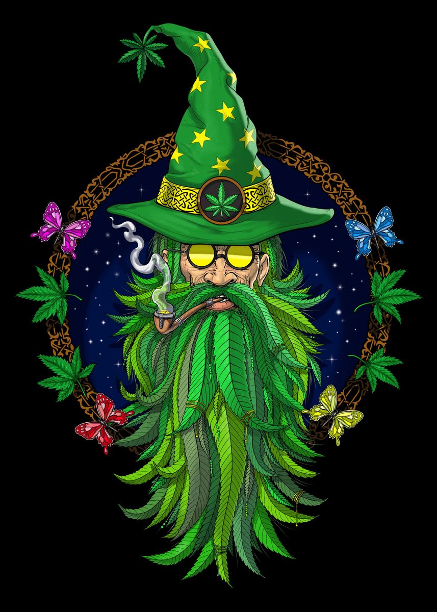 'Cannabis Wizard' Poster, picture, metal print, paint by Psychonautica ...
