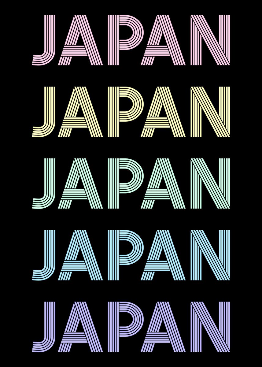 'Retro Pastel Japan Text' Poster, picture, metal print, paint by Masaki ...