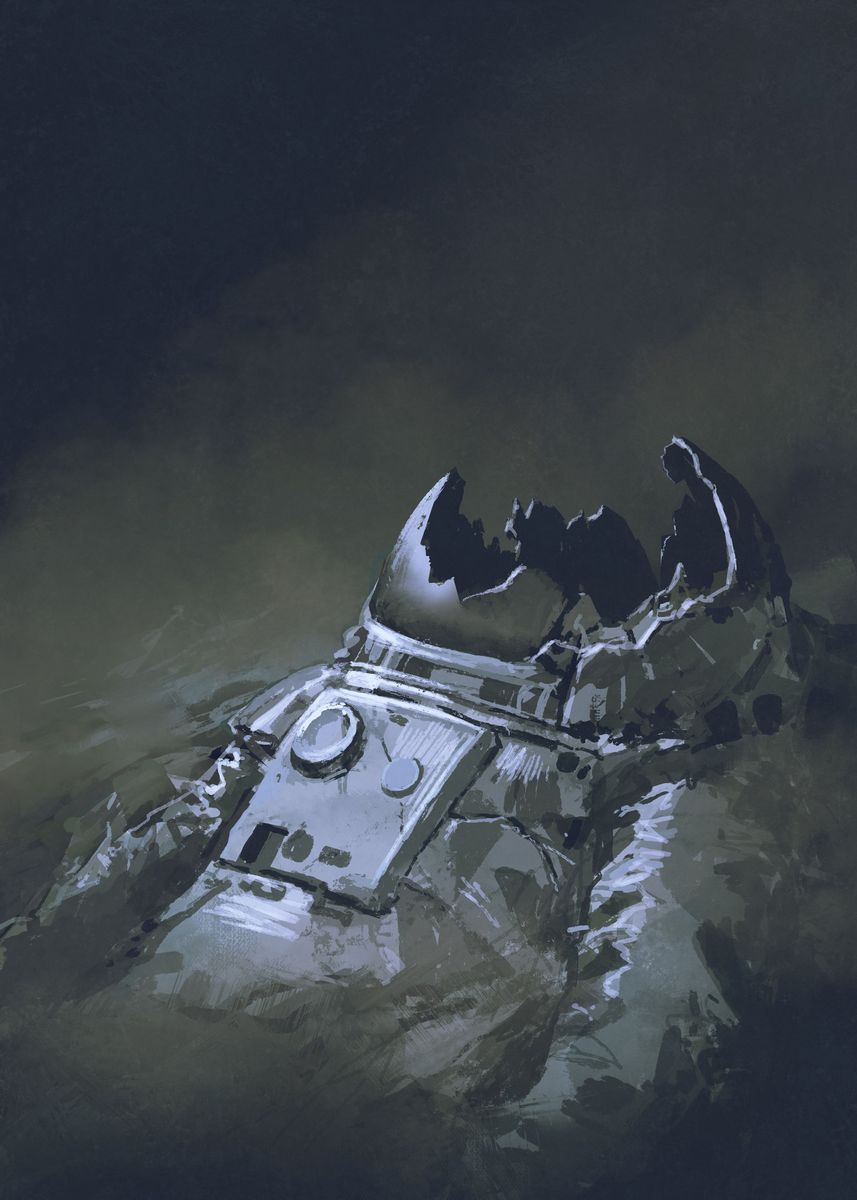 'death of a spaceman' Poster, picture, metal print, paint by ...