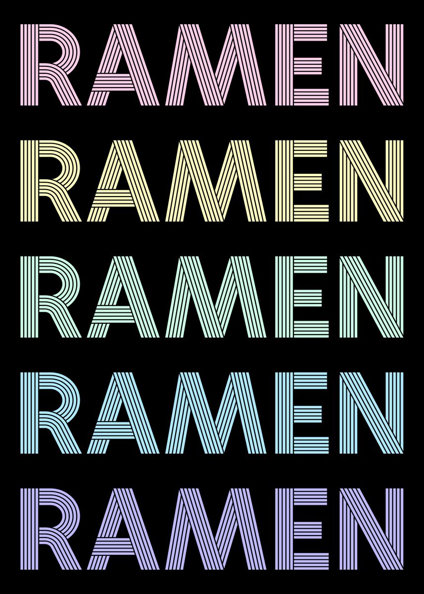 'Retro Pastel Ramen Text' Poster, picture, metal print, paint by Masaki ...