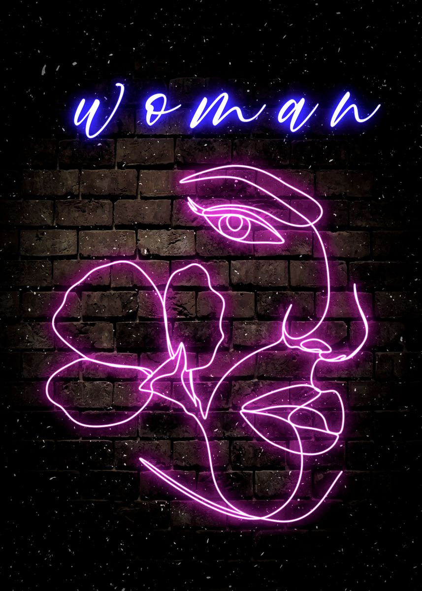 'Neon Woman' Poster, picture, metal print, paint by Pro Elise | Displate