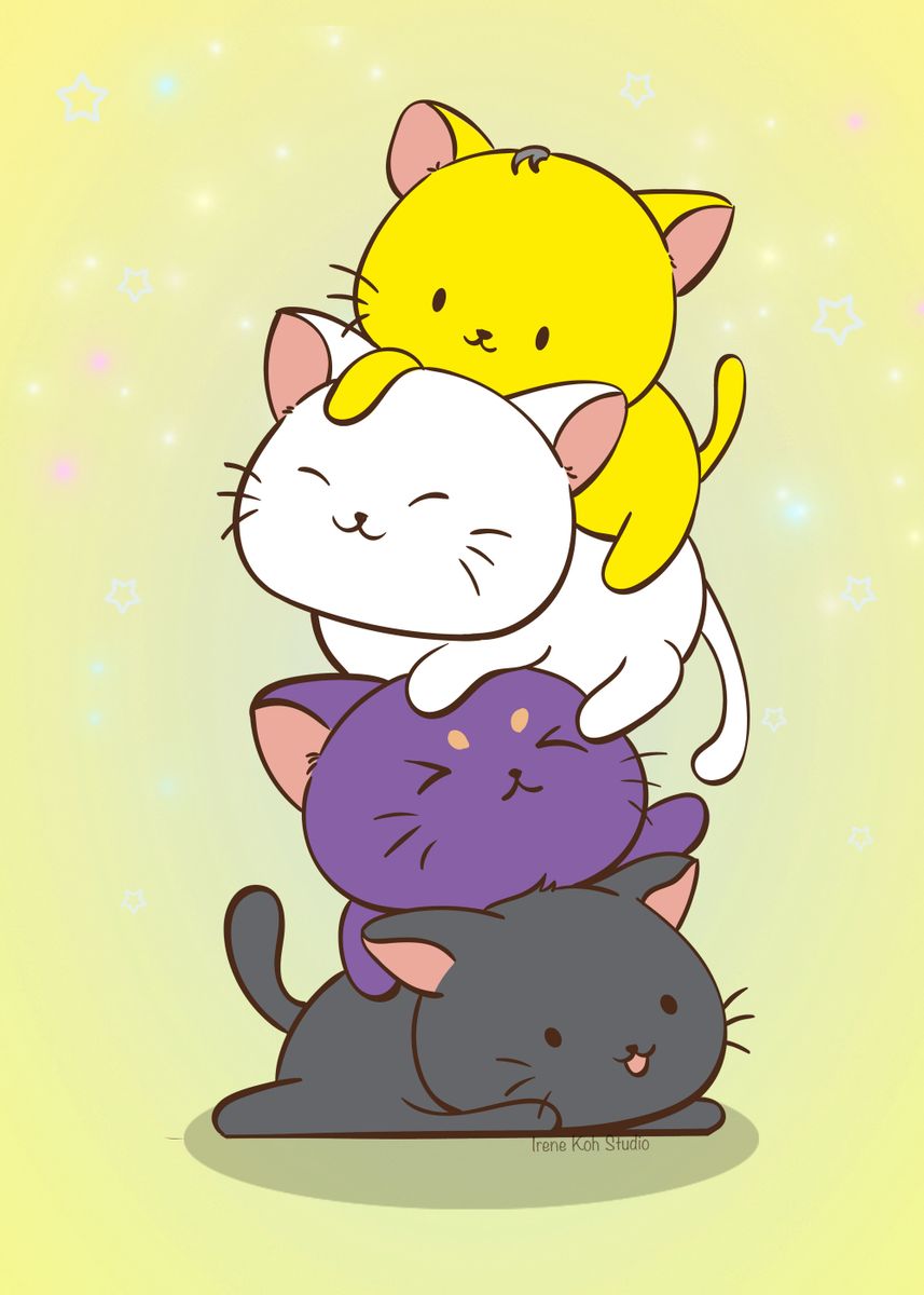 'LGBTQ Nonbinary Pride Cats' Poster, picture, metal print, paint by ...